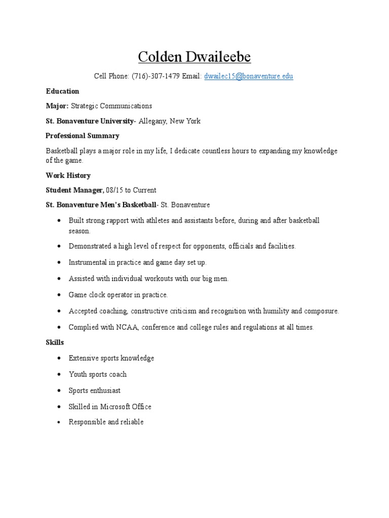 Colden Dwaileebe | PDF | Career & Growth | Sports & Recreation