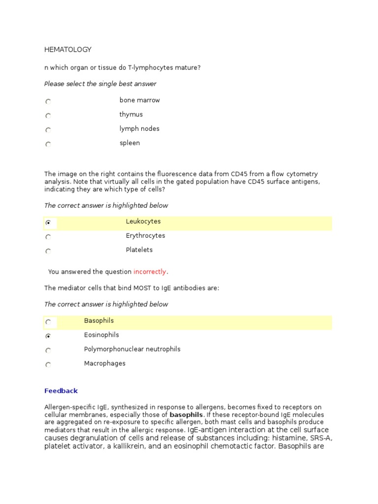 Hematology Quiz for Med Students | PDF