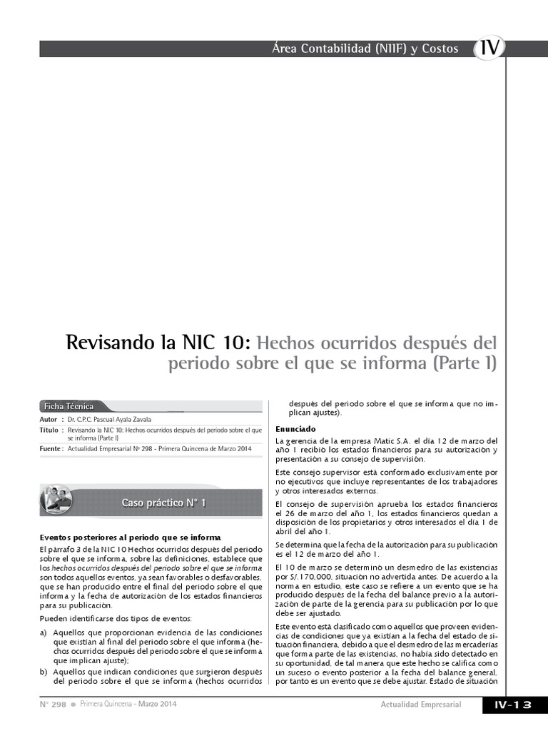 Nic 10 PDF | PDF | normas internacionales de INFORMACION FINANCIERA ...