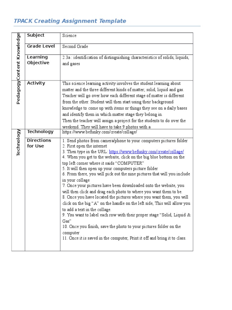 Tpack Template Creating | PDF | Photograph | Gases
