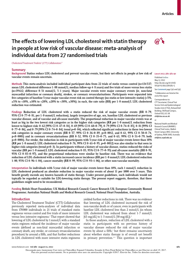 CTT | PDF | Statin | Cholesterol