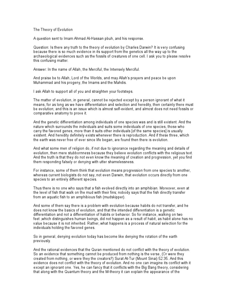 The Theory of Evolution | PDF | Evolution | Species