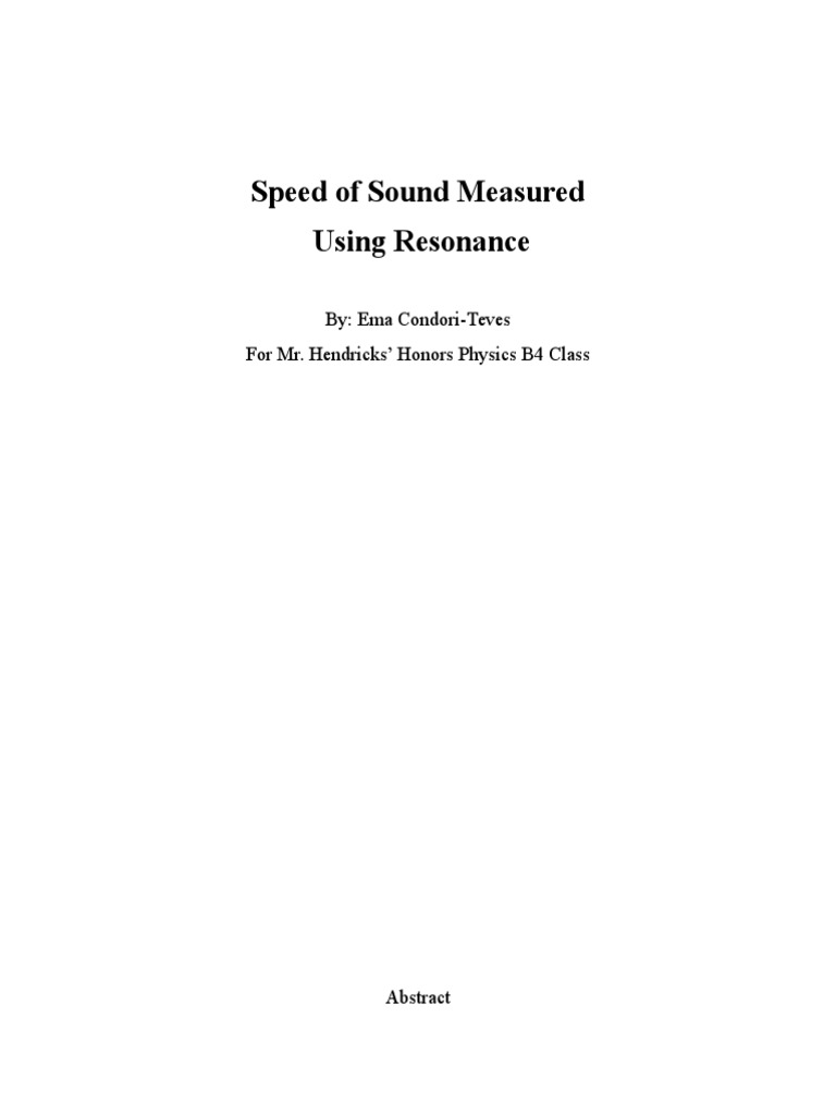 Physics Lab Report Speed of Sound | PDF | Resonance | Sound