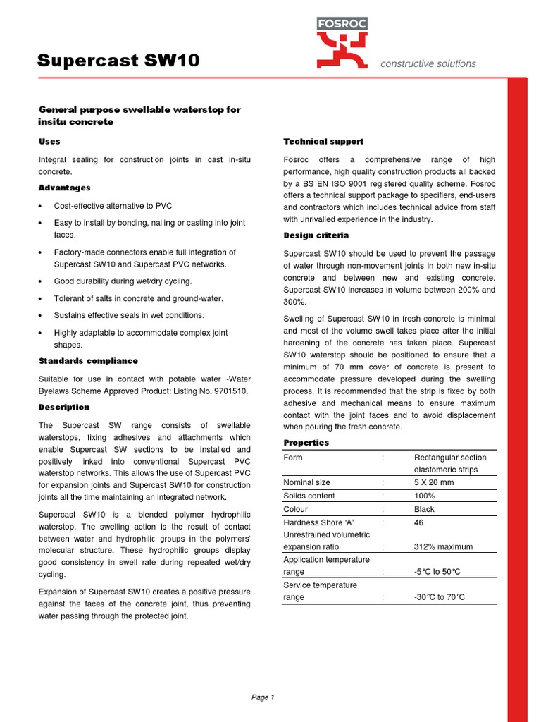 33 Supercast SW10 | PDF | Adhesive | Flammability