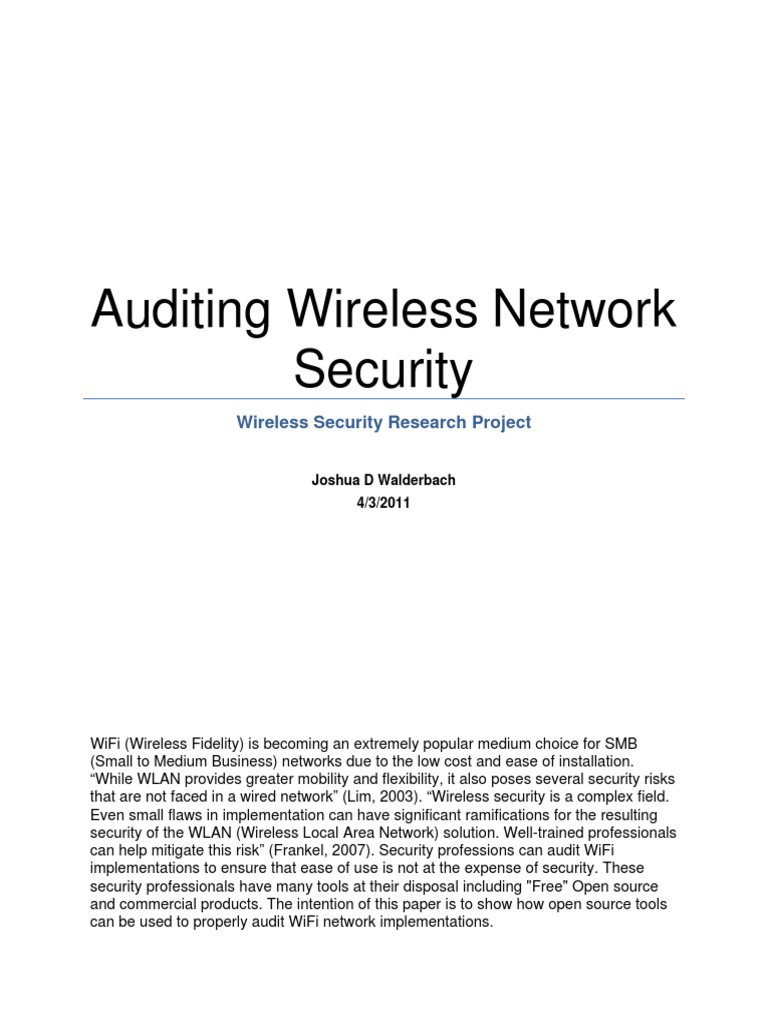 Auditing Wireless Network Security Wireless Lan Wireless Access Point
