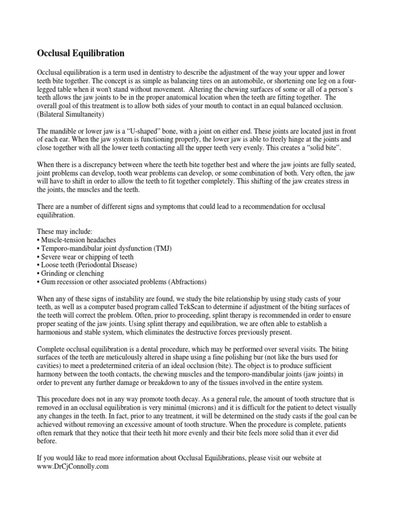 Occlusal Equilibration PDF | PDF | Mouth | Clinical Medicine