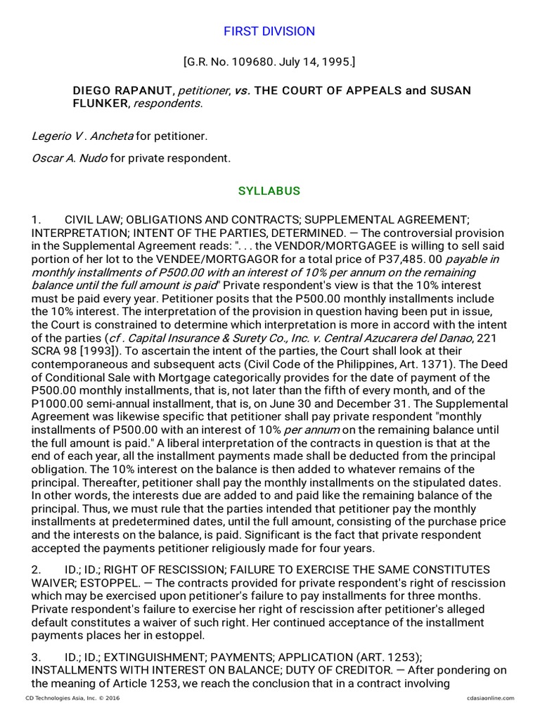 04 Rapanut v. CA | PDF | Estoppel | Rescission