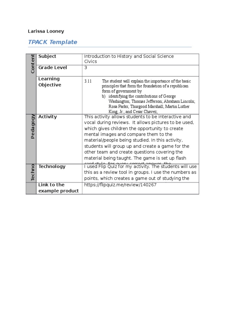 Tpack Template 3 | PDF