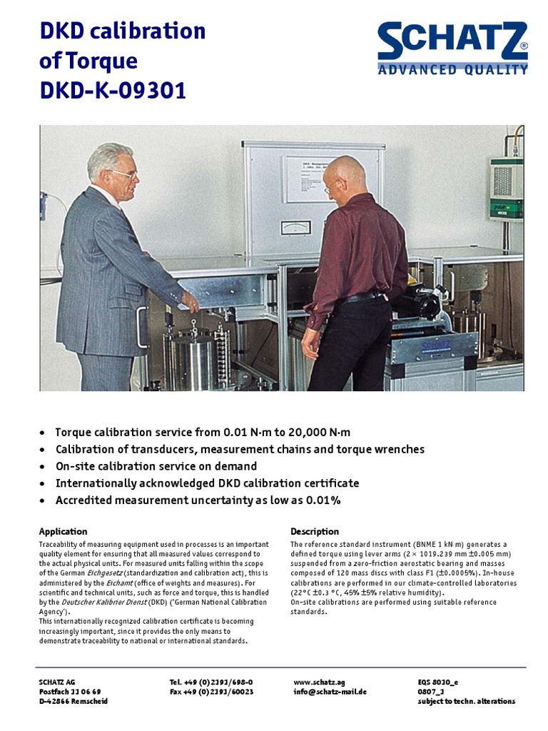 DKD Torque Calibration Services | PDF | Calibration | Units Of Measurement