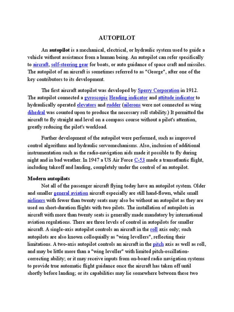 Auto Pilot | PDF | Aviation | Aerospace Engineering