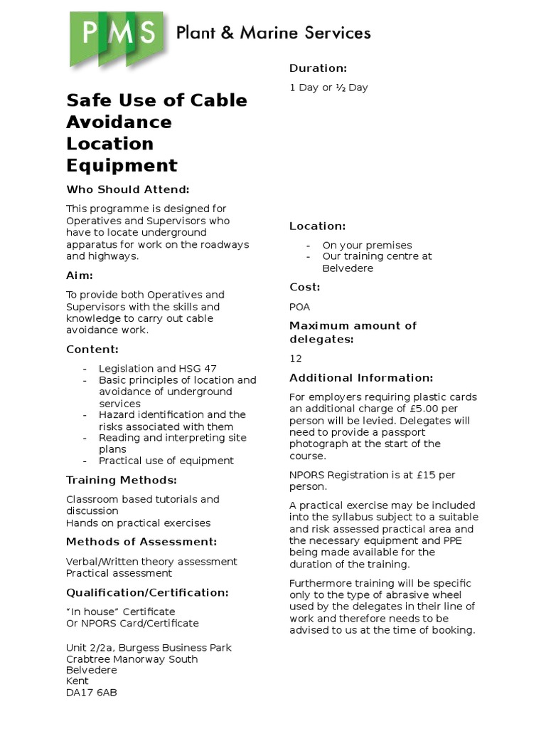 Location and Avoidance of Underground Services | PDF | Identity ...