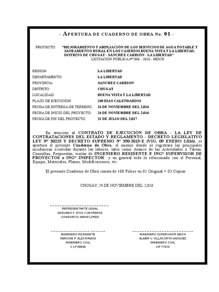 B - Asiento Apertura Cuaderno de Obra | PDF | Finanzas y dinero | Hogar, jardinería y bricolaje