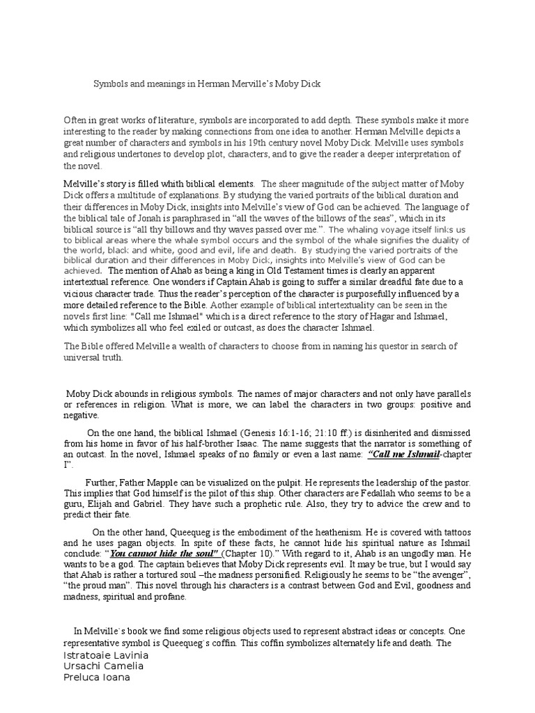 Religious Symbols in Moby Dick | PDF | Moby Dick | Ishmael (Moby Dick)