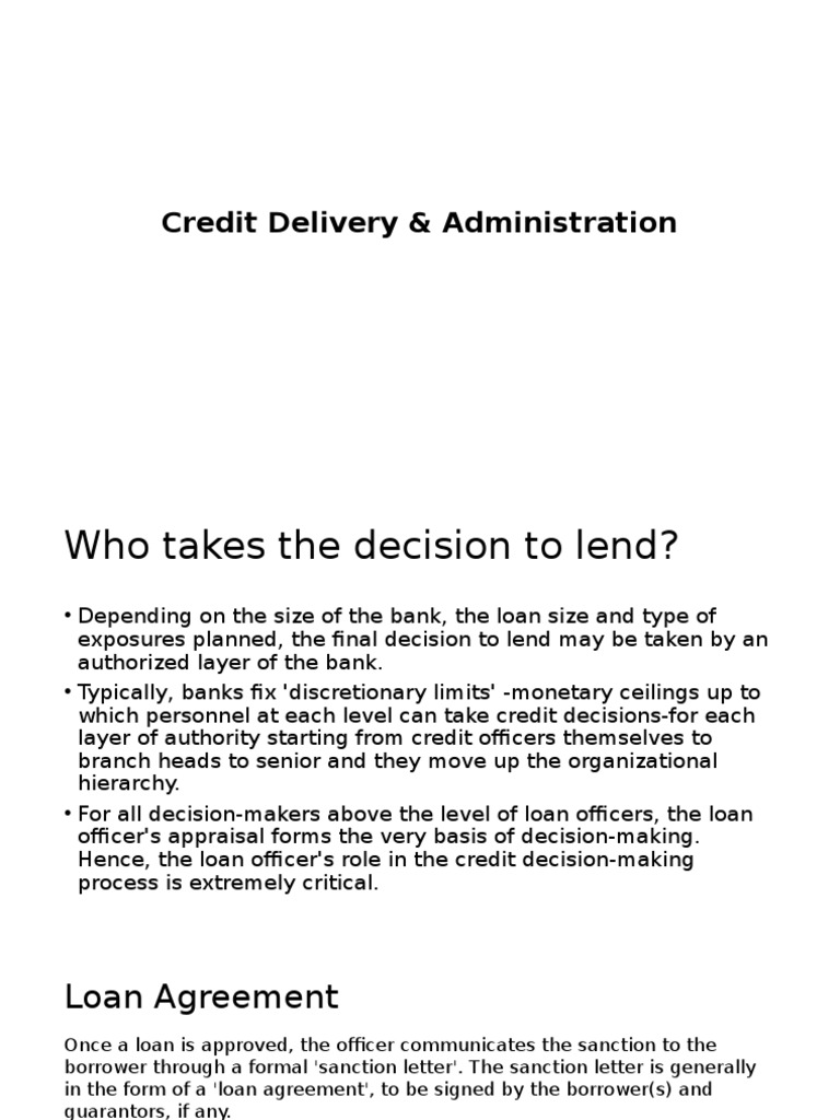 Credit Delivery Administration | PDF | Syndicated Loan | Loans
