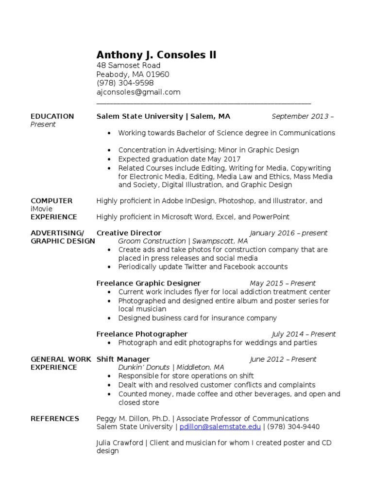 Anthony Consoles Resume | PDF | Career & Growth | Art