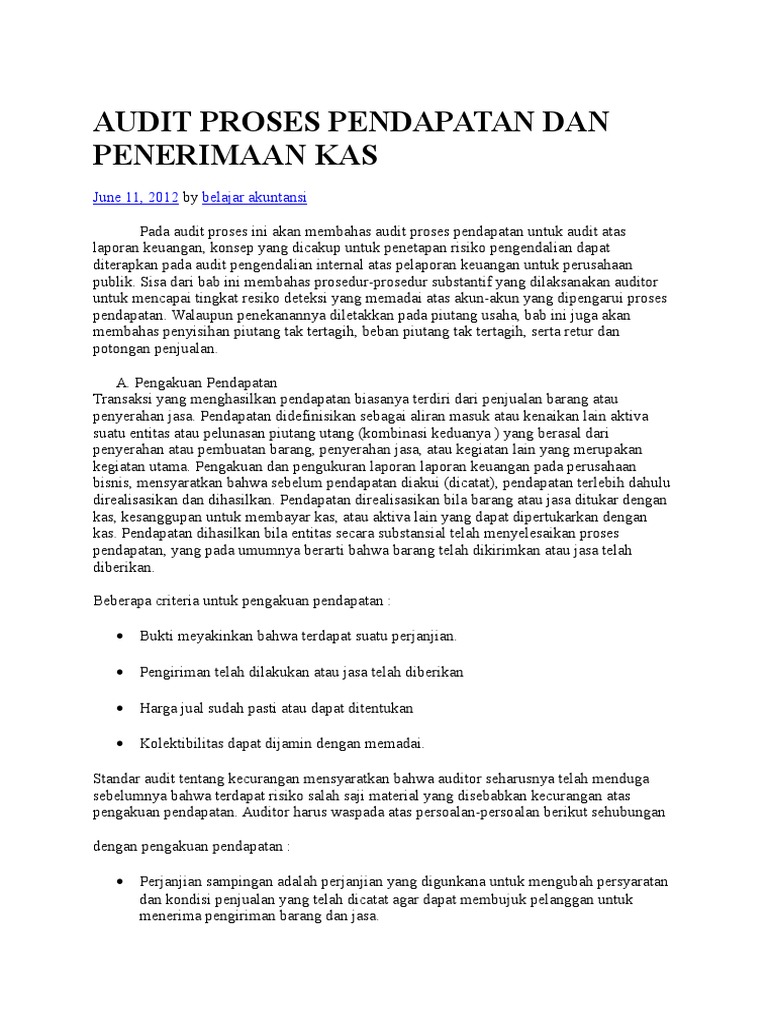 Proses Penerimaan Audit Pendapatan | PDF