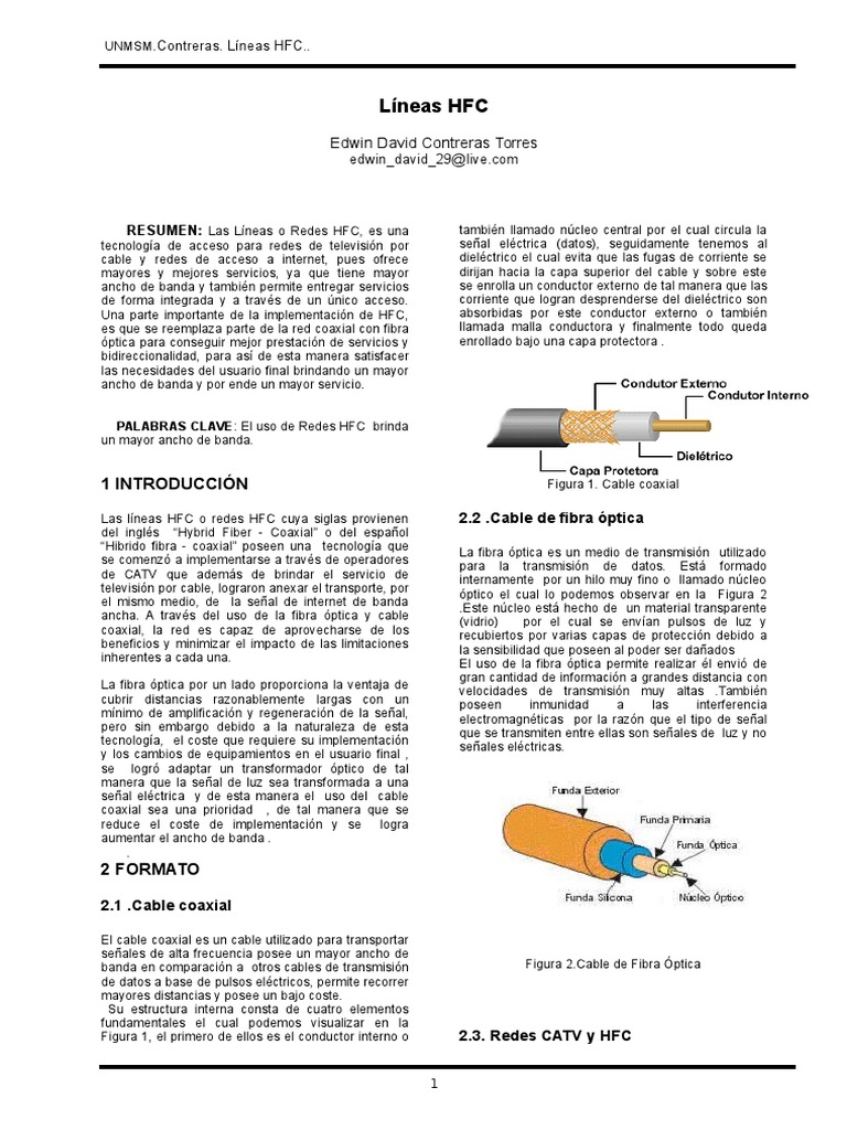 Lineas HFC | PDF | Televisión por cable | Cable coaxial