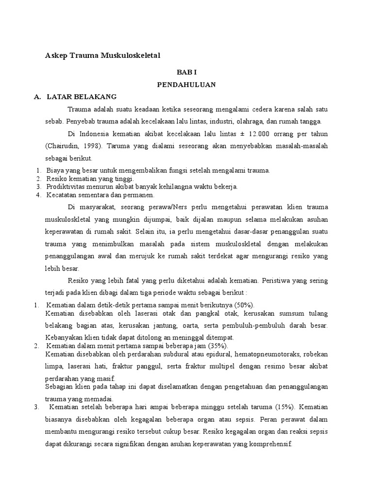 Askep Trauma Muskuloskeletal | PDF