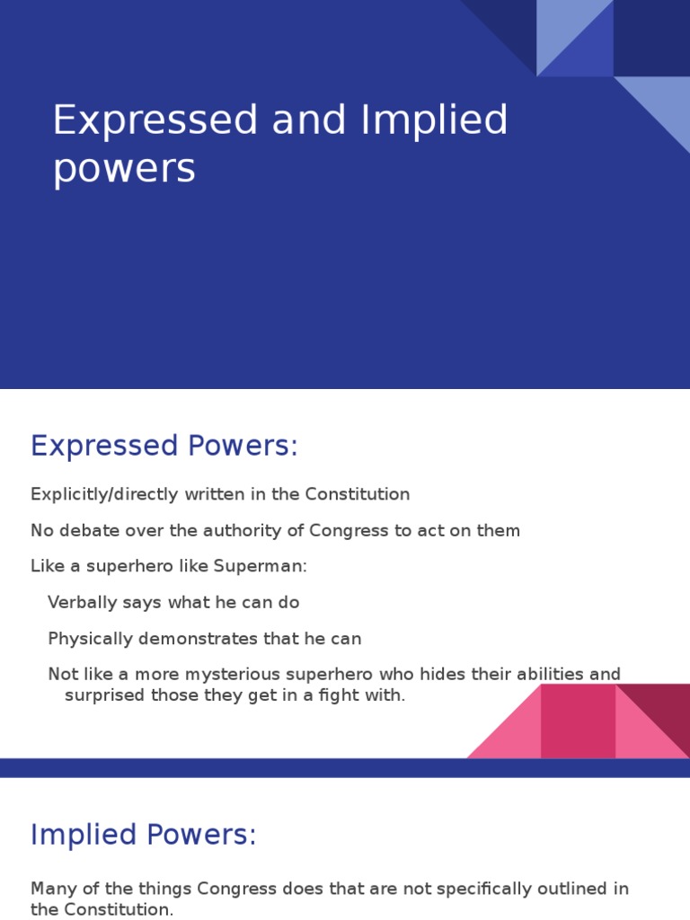 Expressed and Implied Powers 1 | PDF | Article One Of The United States ...