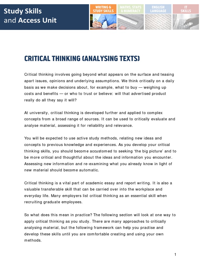 Critical Thinking | PDF | Argument | Critical Thinking