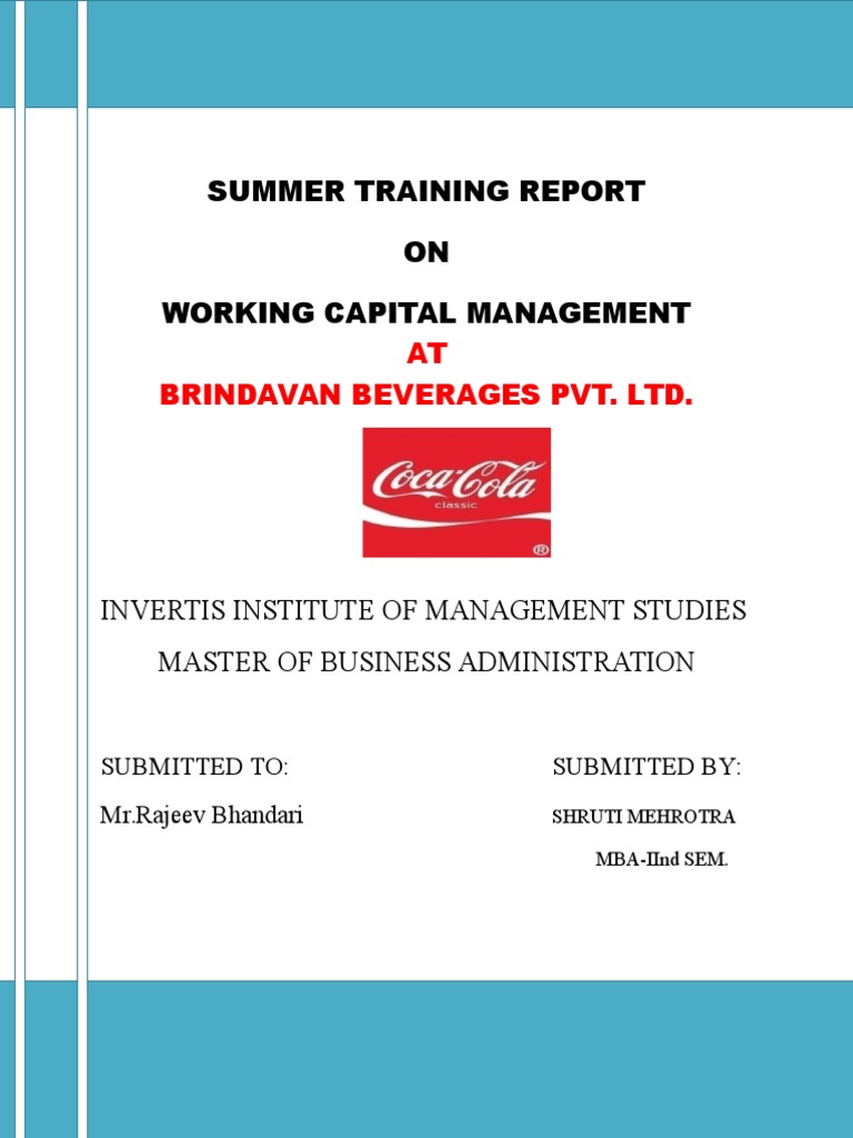 Coca Cola Management | PDF | Coca Cola | Working Capital