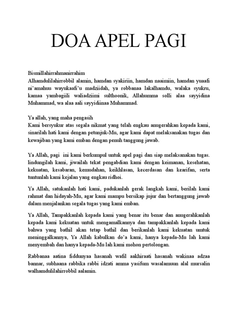 Doa Apel Pagi | PDF