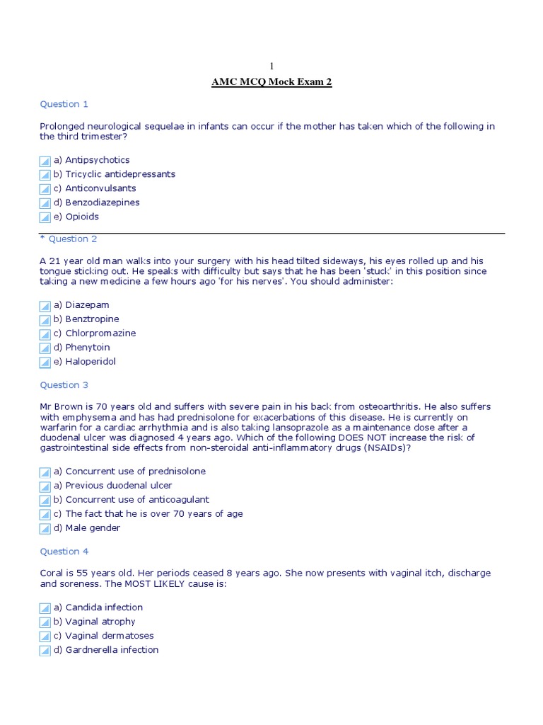 AMC MCQ Exam 2 Questions & Answer Key | PDF | High Density Lipoprotein ...