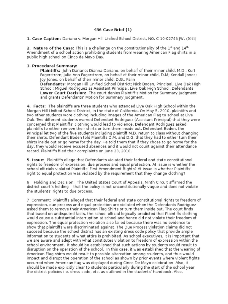 Case Brief 1 | Download Free PDF | Equal Protection Clause | Due ...