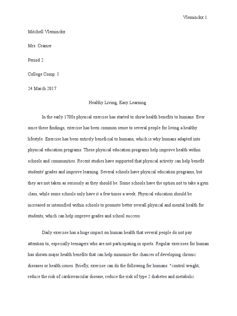 argument essay | Physical Exercise | Physical Education