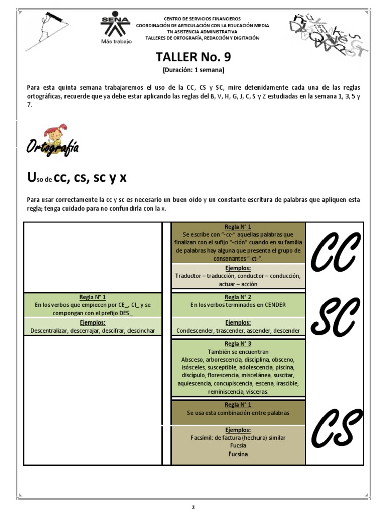 Uso de CC, CS, SC y X en Ortografía | PDF | Palabra | Lingüística