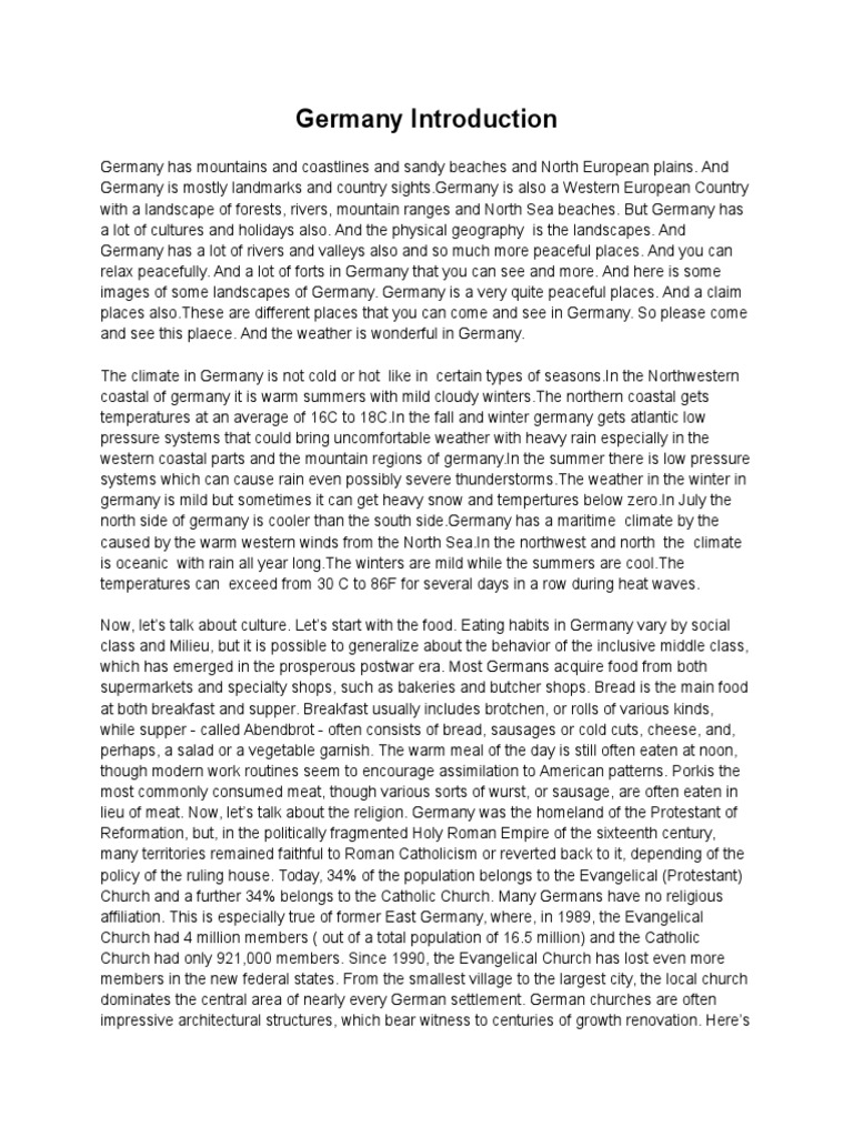 Germanyintroduction | PDF | German Empire | Oceanic Climate