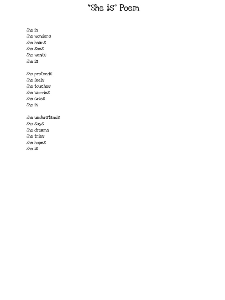 Poem: "She Is" - A Reflection on Identity | PDF | Poetry