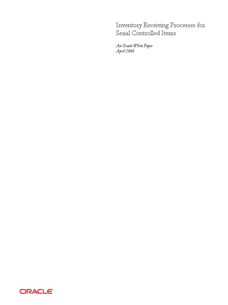 Inventory Receiving Processes For Serial Controlleditems | PDF