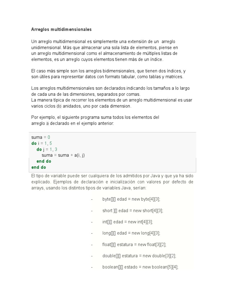 Arreglos Multidimensionales | PDF | Estructura de datos de matriz ...