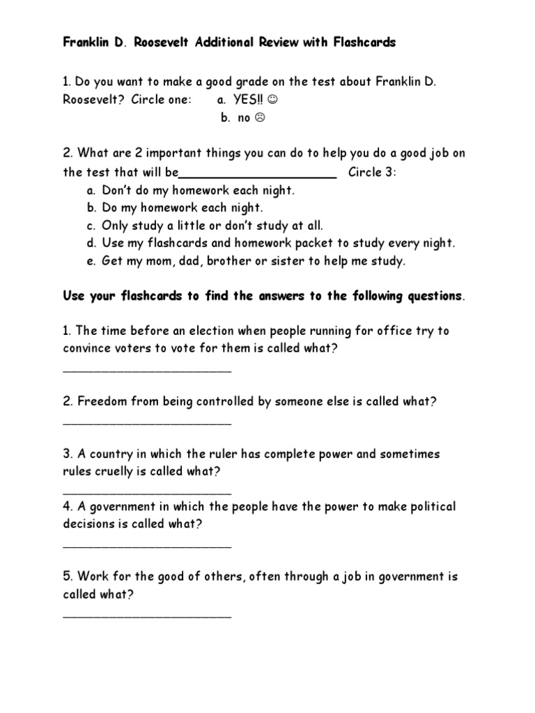 Franklin D Roosevelt Homework Packet | Download Free PDF | Franklin D ...