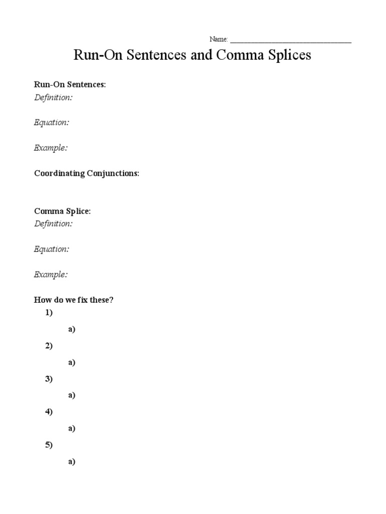 Fixing Run-Ons & Comma Splices | PDF | Computers