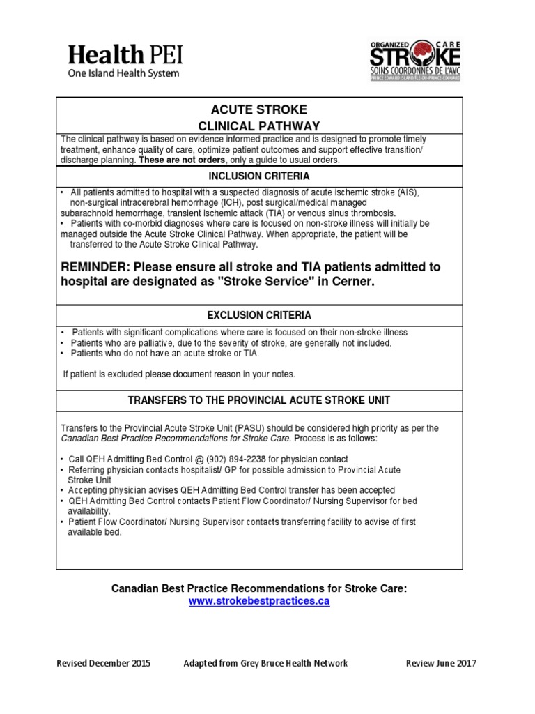 Clinical Pathway Stroke | PDF | Stroke | Emergency Department