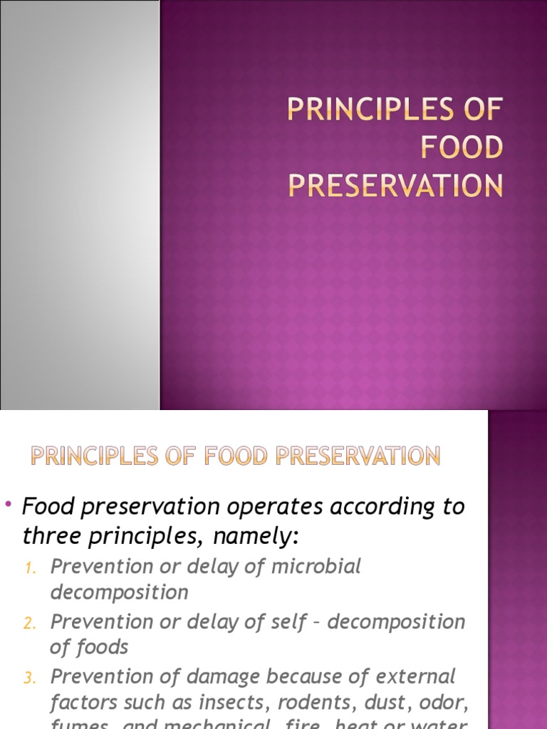 Principles of Food Preservation | PDF | Food Preservation | Decomposition