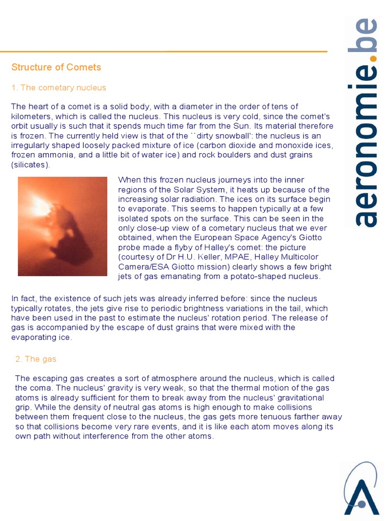 The Structure of Comets: A Detailed Look at the Nucleus, Coma, Plasma ...