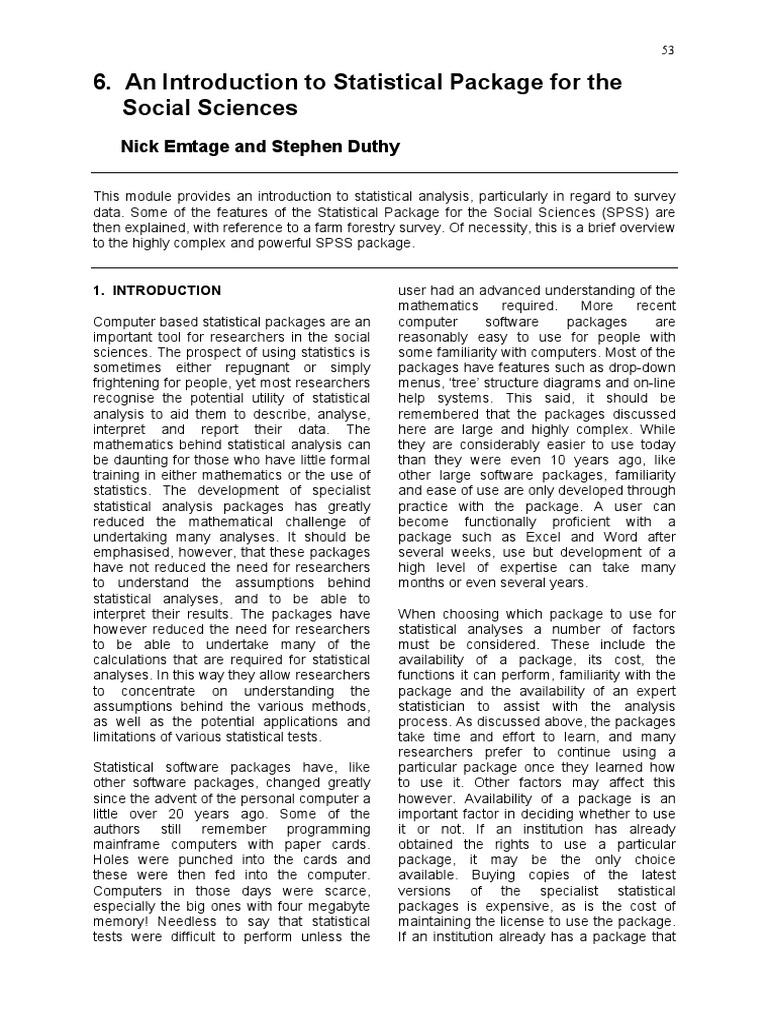 An Introduction To Statistical Package For The Social Sciences | PDF ...