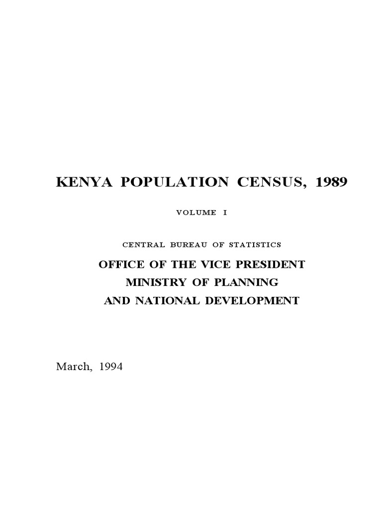 Kenya 1989 Population Census Report | PDF | Census | Cartography