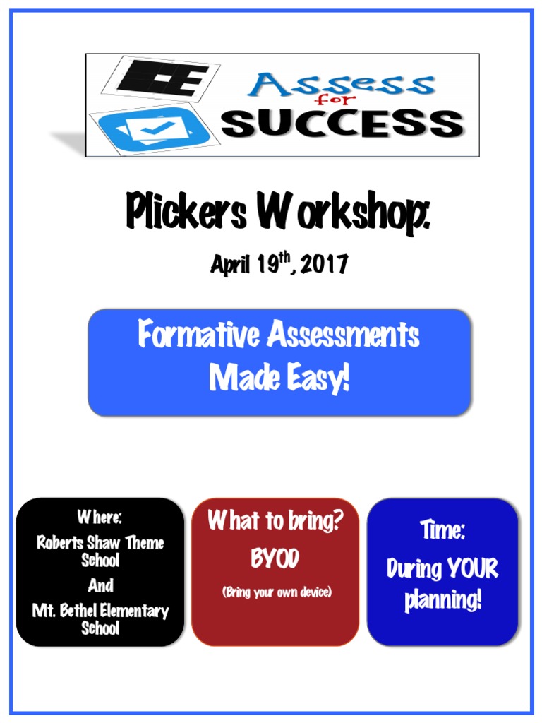Plickers Workshop:: Formative Assessments Made Easy! | PDF