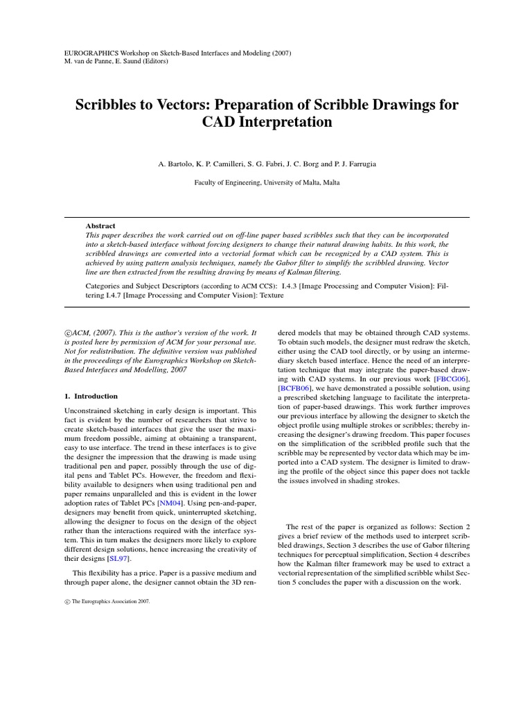 Scribbles To Vectors: Preparation of Scribble Drawings For CAD ...