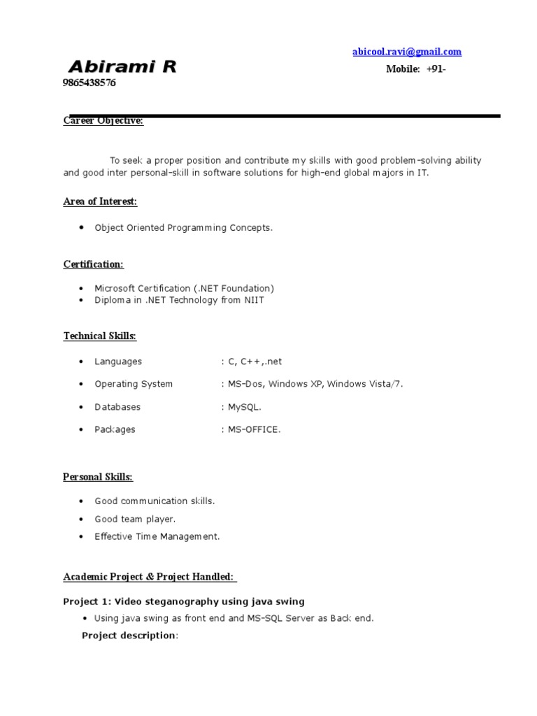 Abi Resume1 | PDF | Microsoft Windows | Areas Of Computer Science