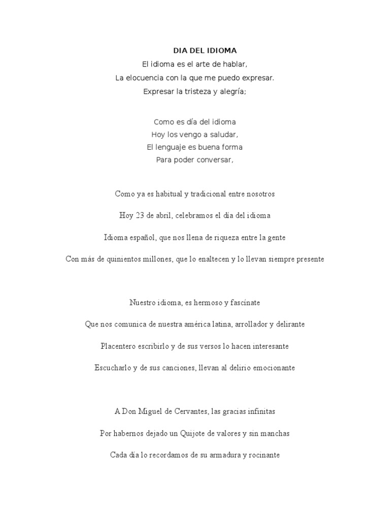 Poema Al Dia Del Idioma