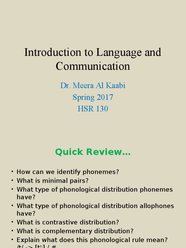 Introduction To Language and Communication-Week7 | PDF | Word | Phonology