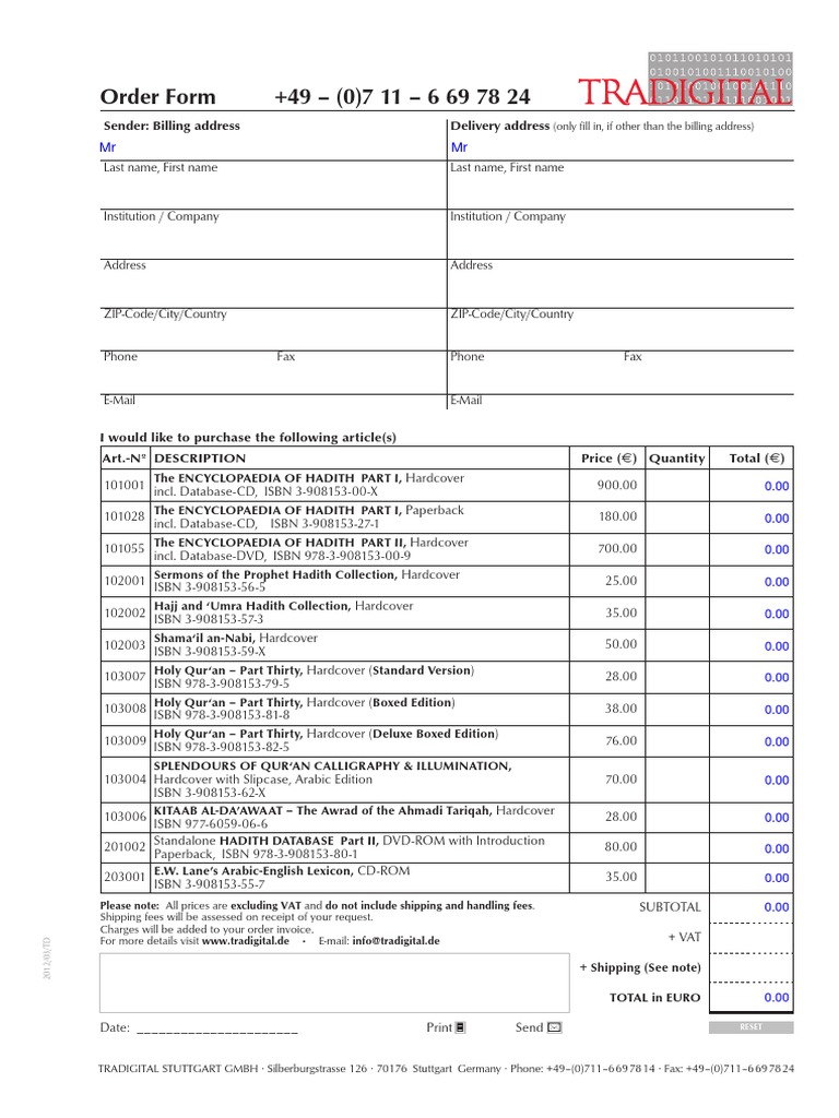 TD Order Form PDF | PDF | Invoice | Books