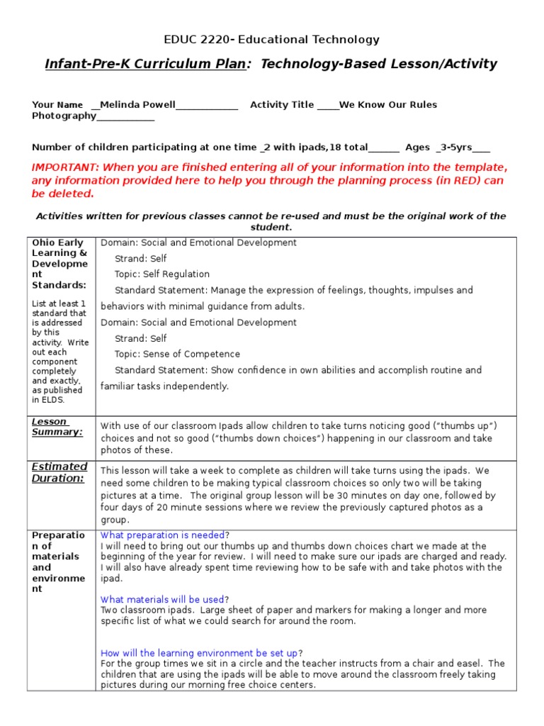 ECED Ed Tech Plan Melinda Powell | PDF