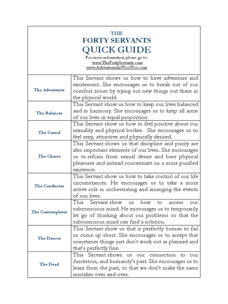 The Forty Servants Cheat Sheet | PDF | Religious Belief And Doctrine ...
