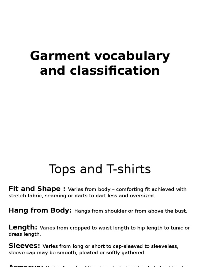 Garment Vocabulary and Classification Guide | PDF | Sweater | Blouse